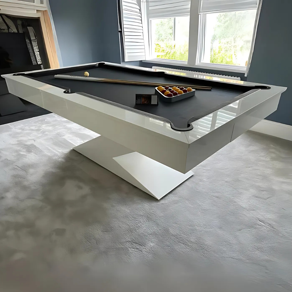 Lightning Slate Bed Pool Dining Table | Gloss White
