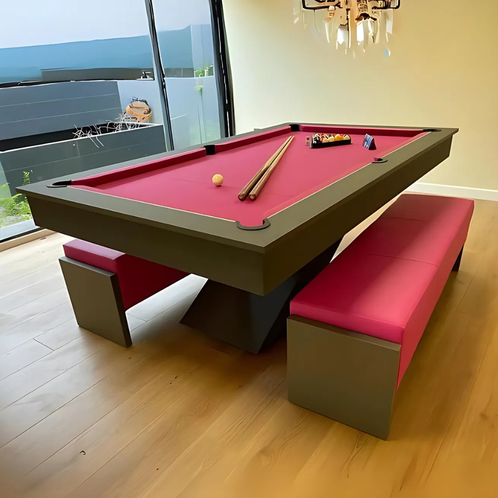 Lightning Slate Bed Pool Dining Table | Graphite Grey